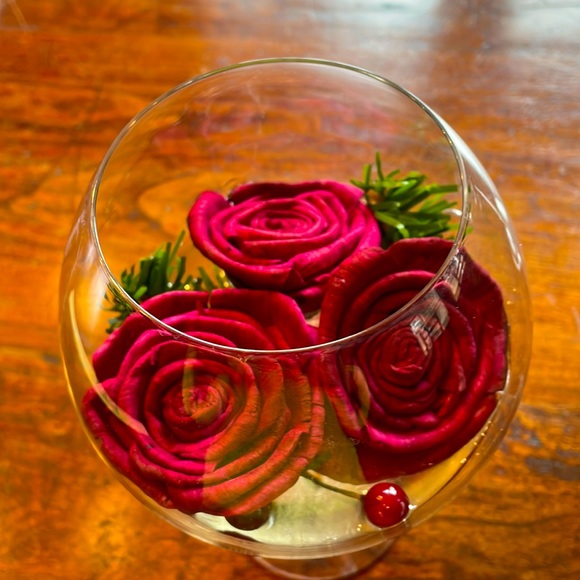 Accents | Handcrafted Paper Roses Imbedded In Resin In A Glass Goblet ...